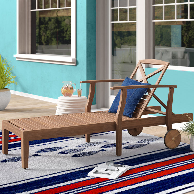 Winston Porter Bevelyn Acacia Wood Reclining Teak Chaise Lounge Reviews Wayfair